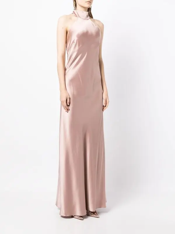 Michelle Mason Backless Halter-neck Gown - Pink