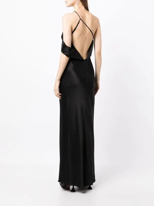 Michelle Mason Bias-cut One-shoulder Gown - Black