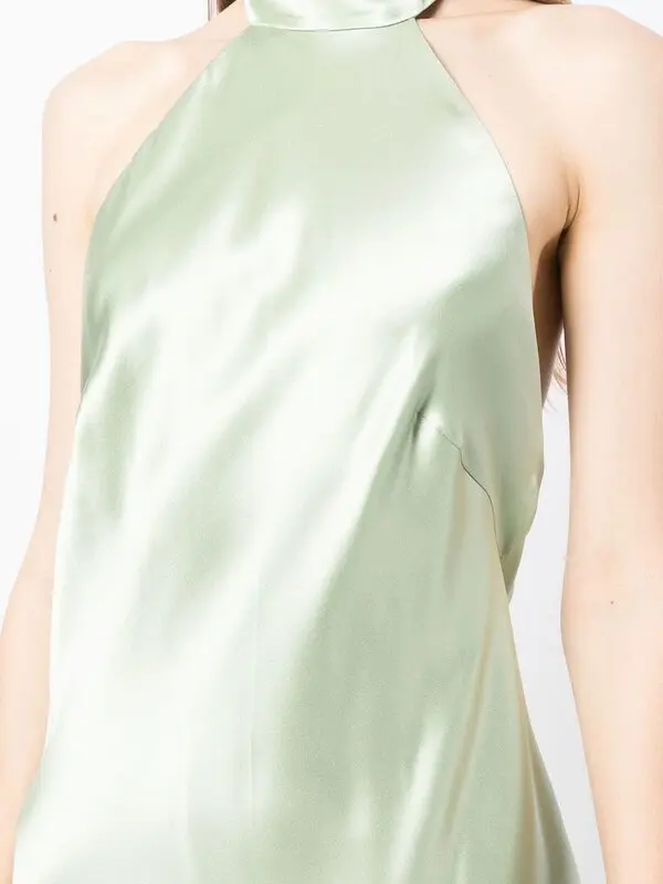 Michelle Mason Backless Halter-neck Tie Gown - Green