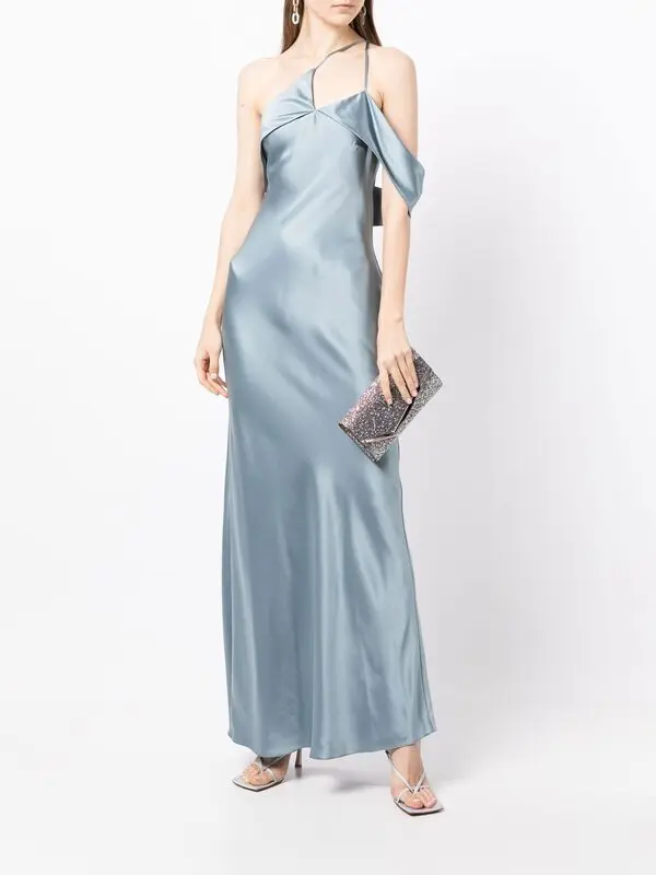 Michelle Mason Bias-cut One-shoulder Gown - Grey
