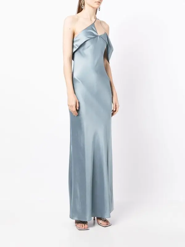 Michelle Mason Bias-cut One-shoulder Gown - Grey