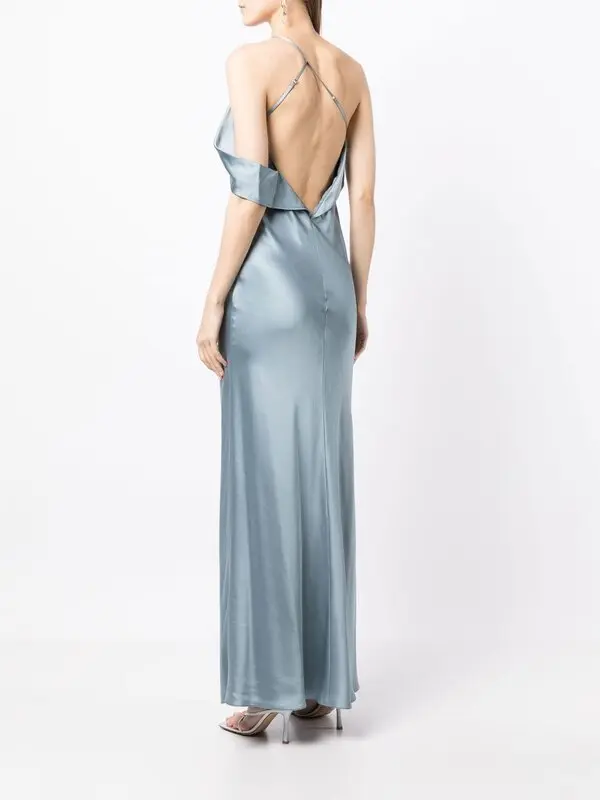 Michelle Mason Bias-cut One-shoulder Gown - Grey