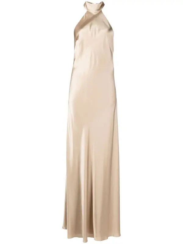 Michelle Mason Backless Halter-neck Gown - Gold