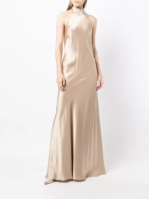 Michelle Mason Backless Halter-neck Gown - Gold