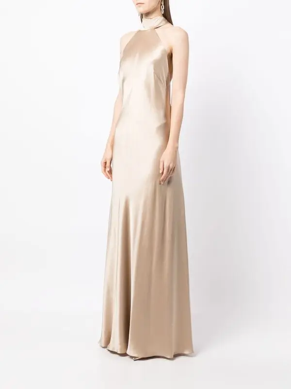 Michelle Mason Backless Halter-neck Gown - Gold