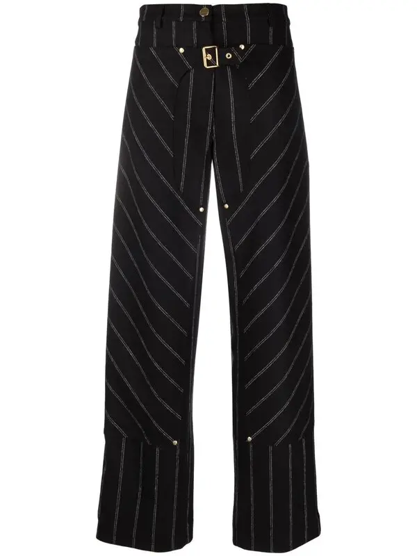 Stella McCartney Striped Straight-leg Trousers - Black
