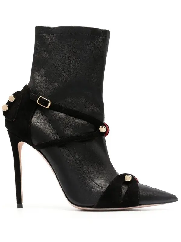 HARDOT Pointed Leather Ankle Boots