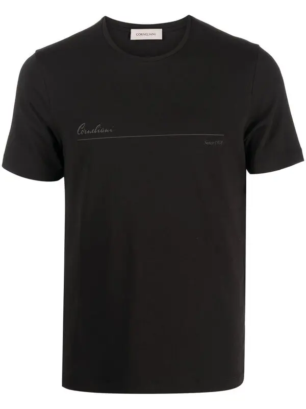 Corneliani Logo Print Jersey T-shirt - Black