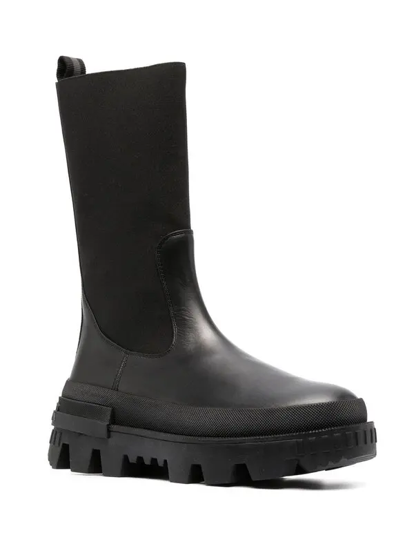 Moncler Ridged-sole Panelled Boots - Black