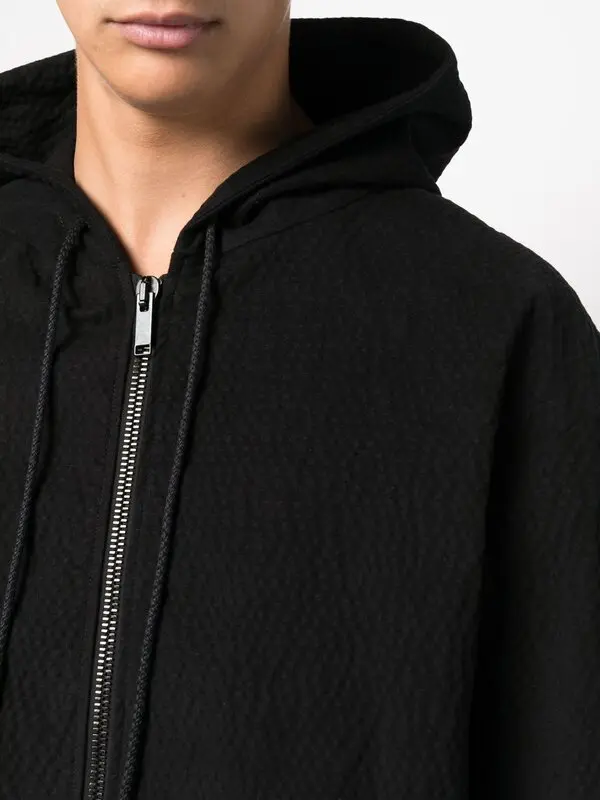 424 Textured Logo-embroidered Hoodie - Black