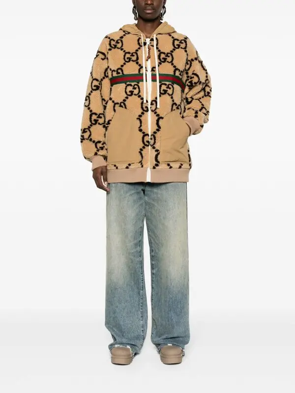 Gucci Maxi Gg-Pattern Fleece Jacket - Neutrals | Editorialist