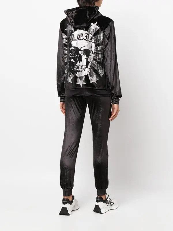 Philipp Plein Logo-patch Velvet-cotton Trousers - Black