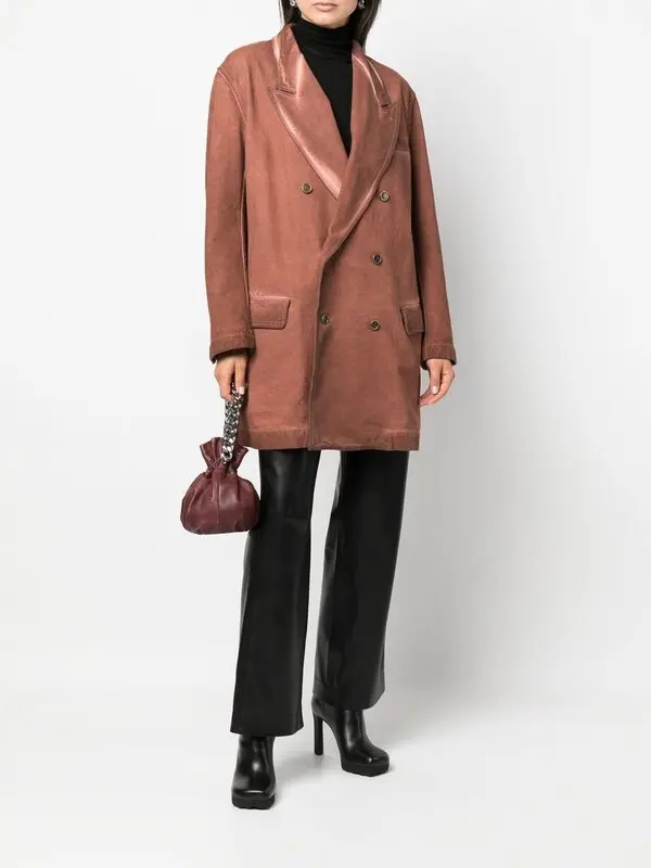 UMA WANG Bleached-effect Double-breasted Coat