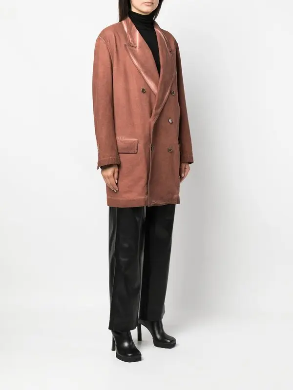 UMA WANG Bleached-effect Double-breasted Coat