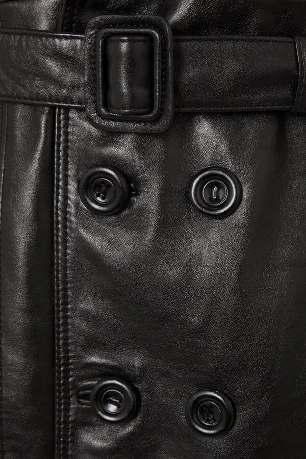Acne Studios Double-breasted Belted Leather Coat