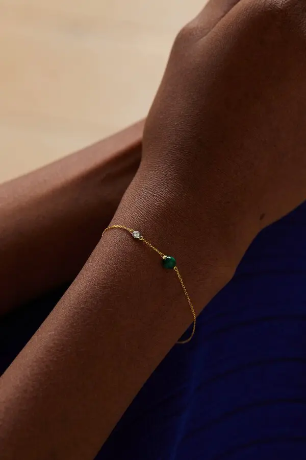 Mateo Dot 14-karat Malachite And Diamond Bracelet - Green
