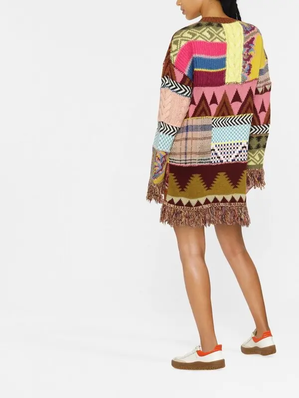 Etro Fringe-detail Knitted Dress - Green