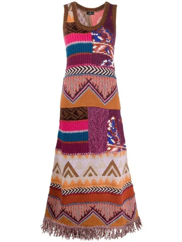 Etro Intarsia Knit Long Dress