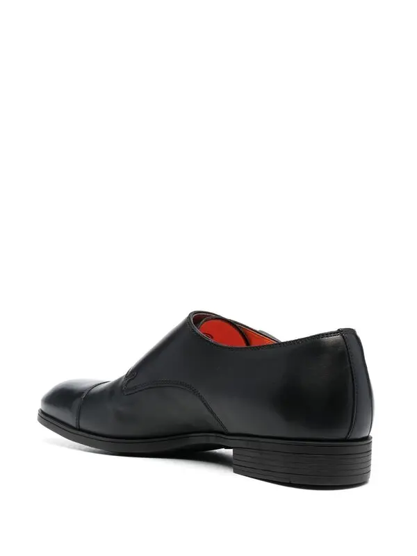 Santoni Double-buckle Leather Monk Shoes - Black