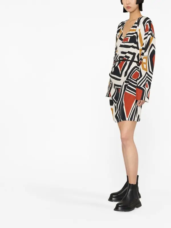 Dsquared2 Geometric Print Wrap Dress - White