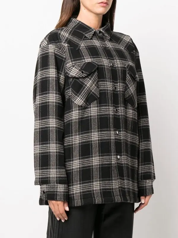 WASHINGTON DEE-CEE Check-pattern Beaded Shirt Jacket