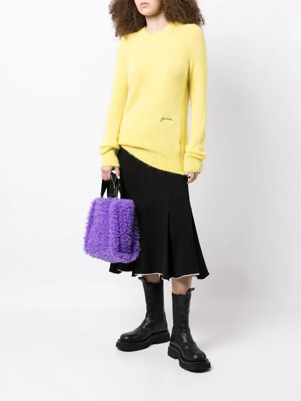 GANNI Logo-embroidered Crew-neck Sweater - Yellow