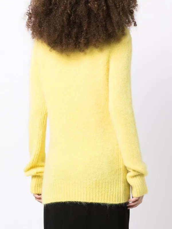 GANNI Logo-embroidered Crew-neck Sweater - Yellow