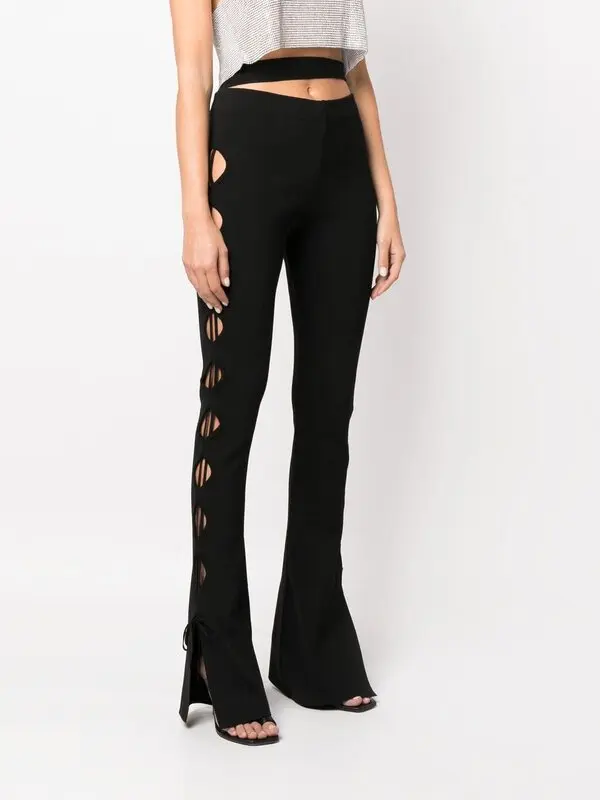 ANDREĀDAMO Cut-out Flared Trousers - Black