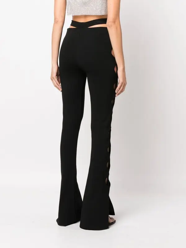 ANDREĀDAMO Cut-out Flared Trousers - Black