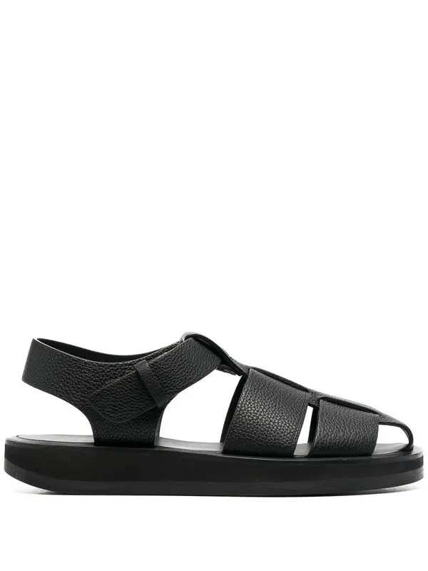 THE ROW Fisherman Leather Sandals - Black