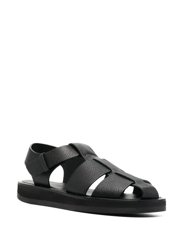 THE ROW Fisherman Leather Sandals - Black