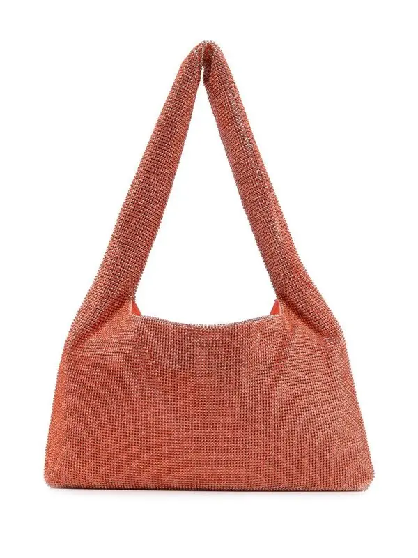 Kara Crystal Embellished Shoulder Bag - Orange