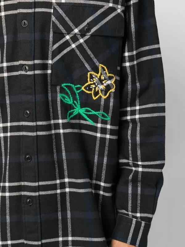 PRESIDENT’S Embroidered-floral Check Shirt