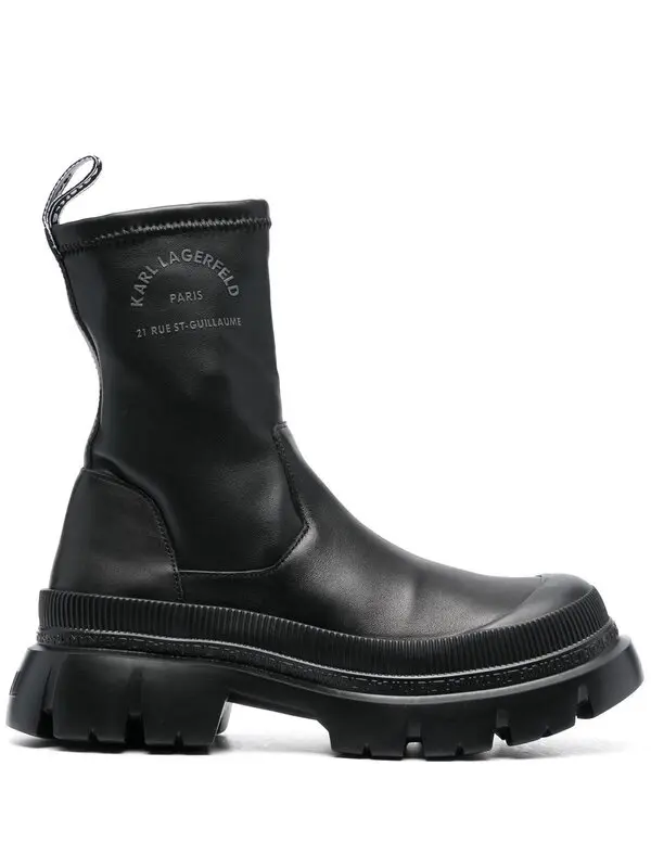 Karl Lagerfeld Logo-print Chunky Leather Boots