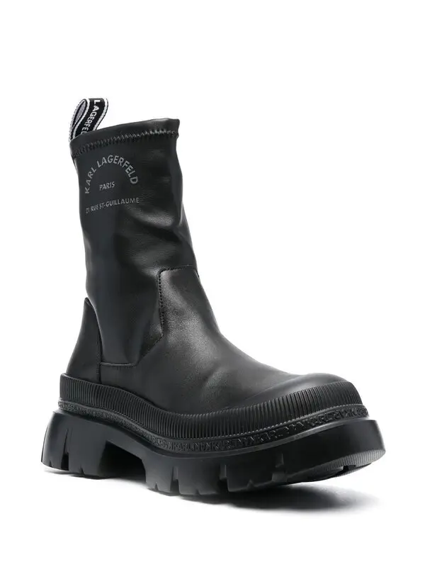 Karl Lagerfeld Logo-print Chunky Leather Boots