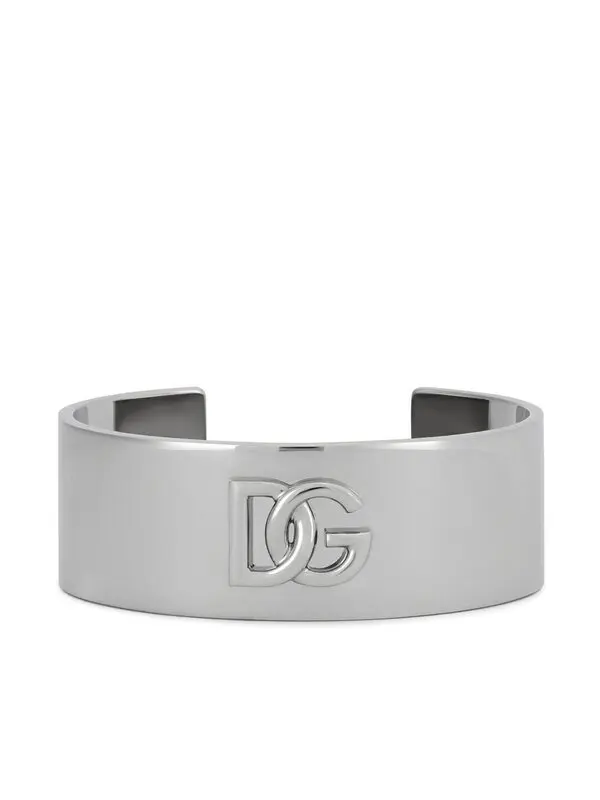 Dolce & Gabbana Dg Logo Open Cuff Bangle - Silver