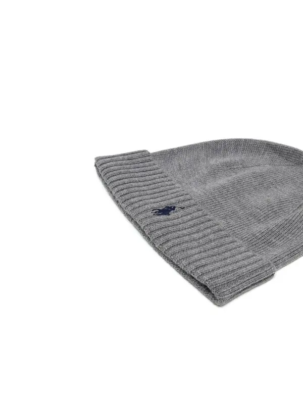 Polo Ralph Lauren Embroidered-logo Ribbed Beanie - Grey