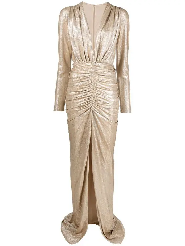 slim fit dress slacks Costarellos - Fara Crepe Crystal Gown