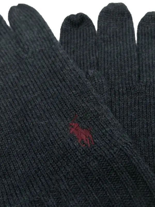Polo Ralph Lauren Logo-embroidered Wool Gloves - Grey