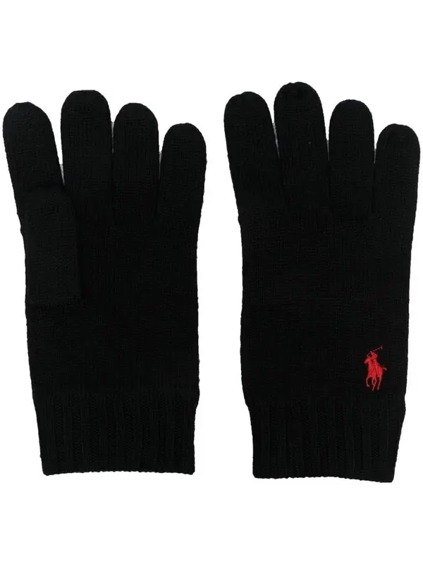 Ralph Lauren Logo-embroidered Wool Gloves - Black