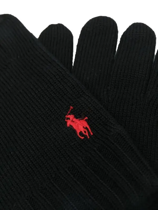 Polo Ralph Lauren Logo-embroidered Wool Gloves - Black