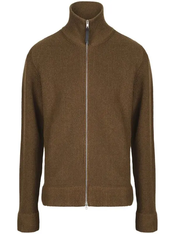 Maison Margiela Ribbed-Knit Zip-Up Cardigan - Green - 23% Off