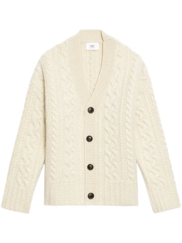 Ami V-neck Cable Knit Cardigan