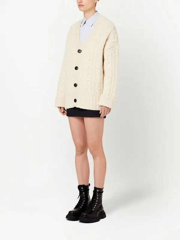 Ami V-neck Cable Knit Cardigan