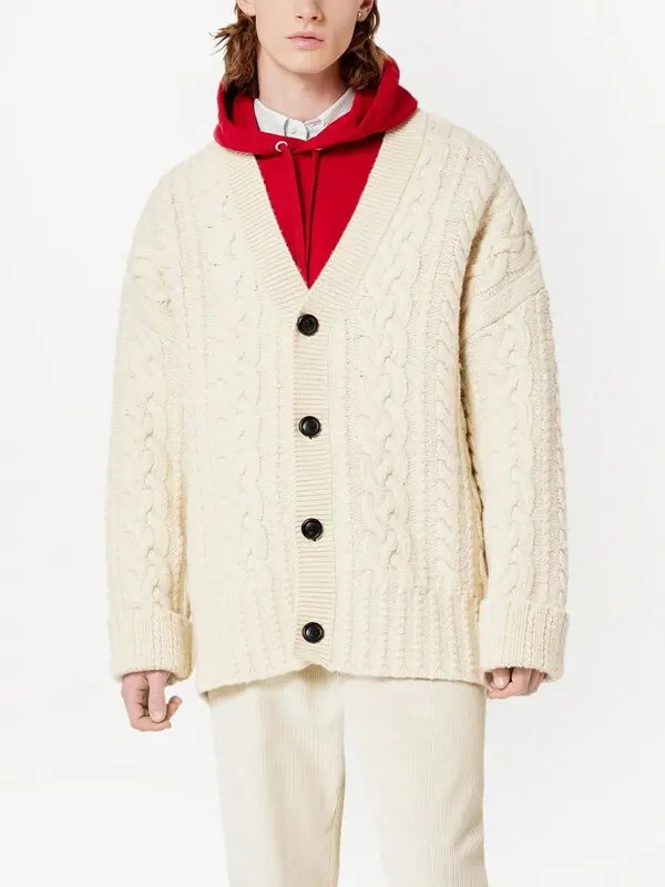 Ami V-neck Cable Knit Cardigan