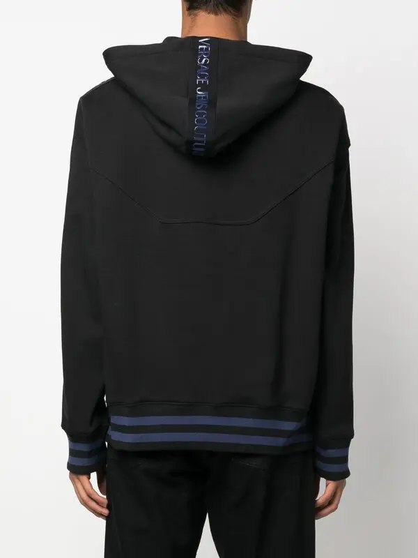 Versace Logo-print Striped-trim Hoodie