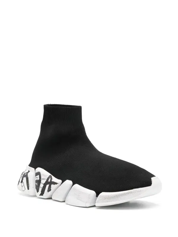 Balenciaga Speed 2.0 Graffiti Sock Sneakers - Black