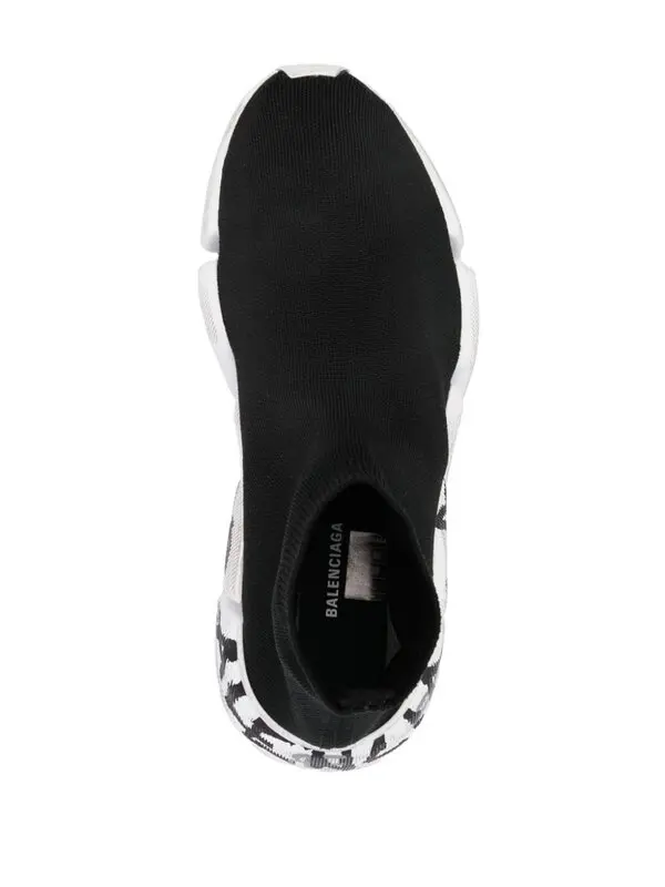 Balenciaga Speed 2.0 Graffiti Sock Sneakers - Black