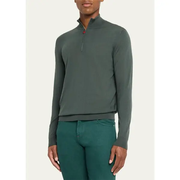Kiton Wool Half-zip Pullover - Green