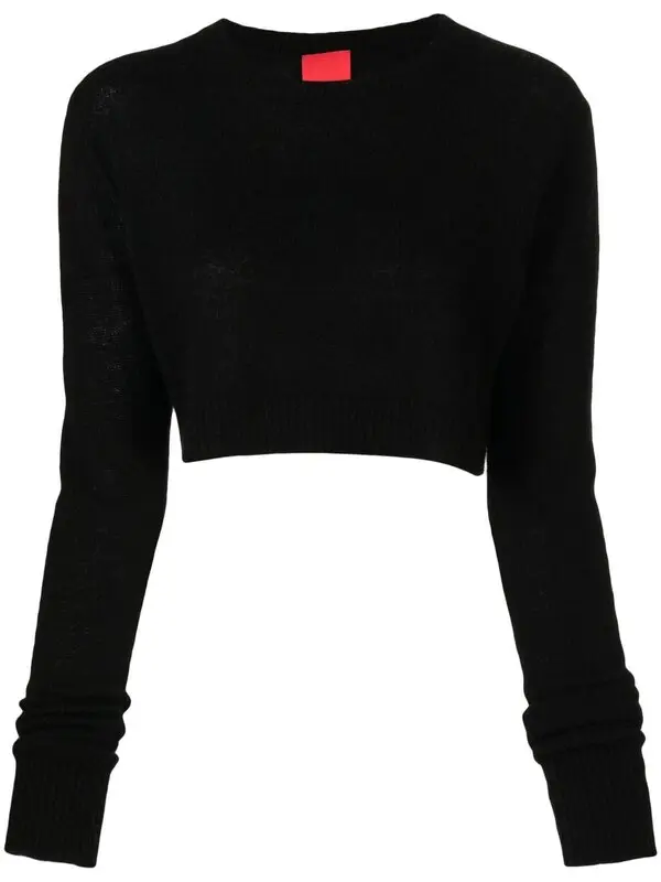 Cashmere In Love Como Cropped Jumper - Black